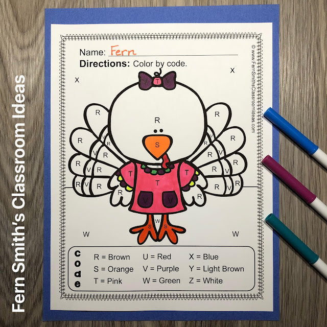 Grab These Thanksgiving Color By Code Kindergarten Know Your Letters a ...